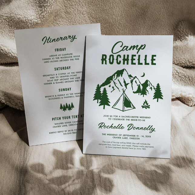 Camp Bach Bachelorette Camping Invitation | Zazzle