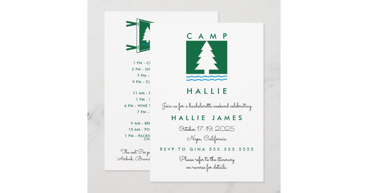 Camp Bachelorette Bach Weekend Itinerary & Invitation | Zazzle