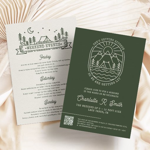 Camp Bachelorette Modern Rustic Party Invitation | Zazzle