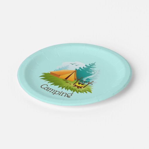 Camp Camping Design Paper Party Plate | Zazzle