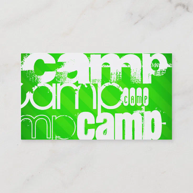 Camp; Neon Green Stripes Business Card | Zazzle