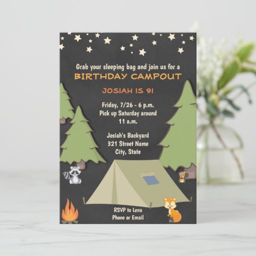 Camp Out Birthday Invitation | Zazzle