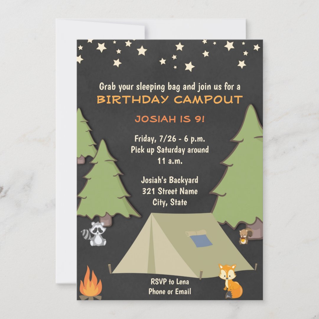 Camp Out Birthday Invitation | Zazzle