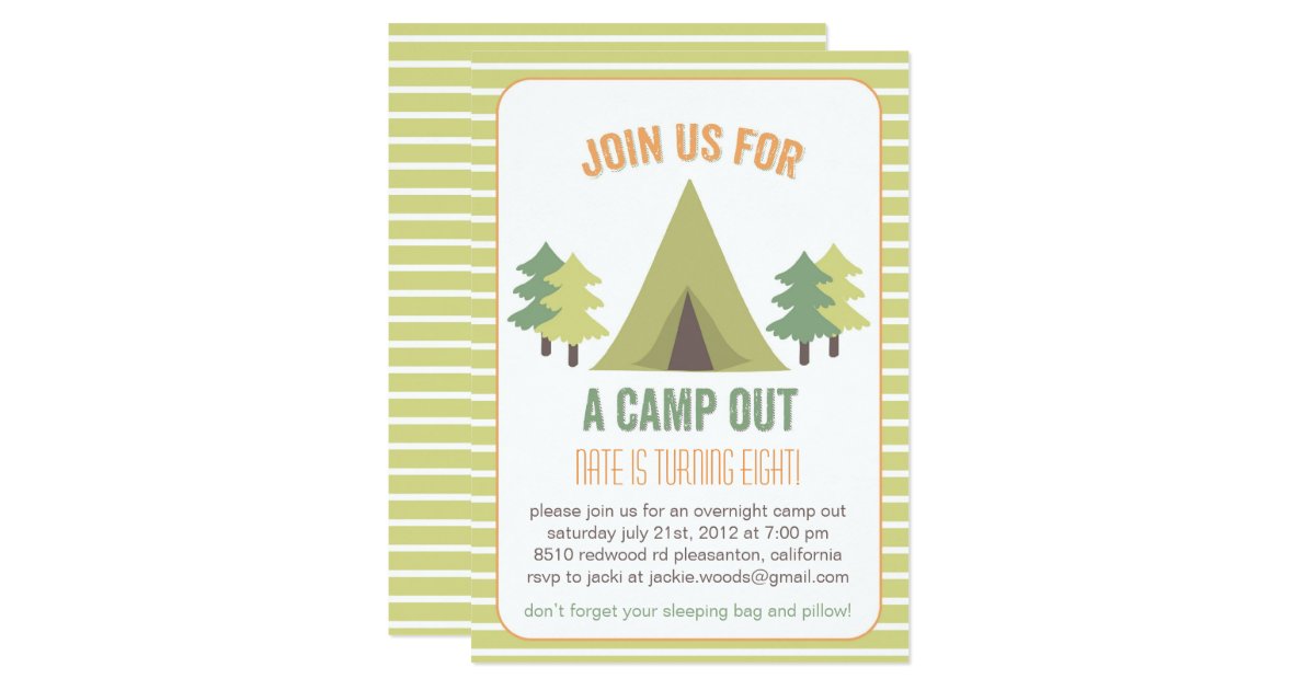 Camp Out Birthday Party Invitations