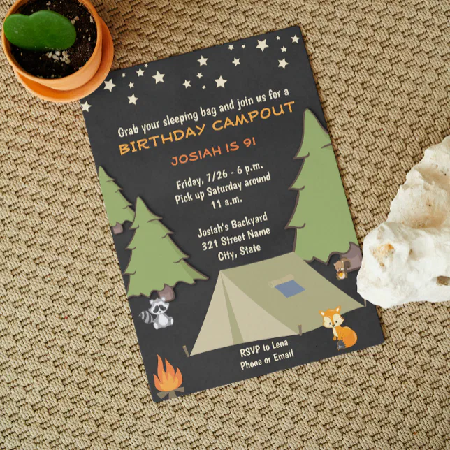 Camp Out Birthday Invitation | Zazzle
