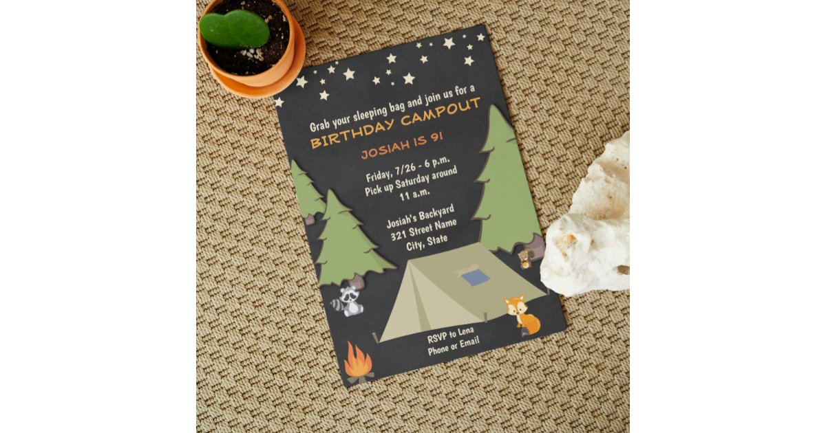 Camp Out Birthday Invitation | Zazzle