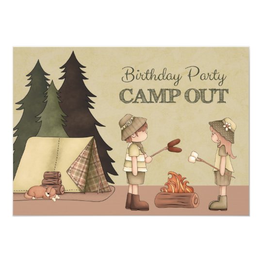Camp Out Birthday Party Invitation for boy or girl | Zazzle.com