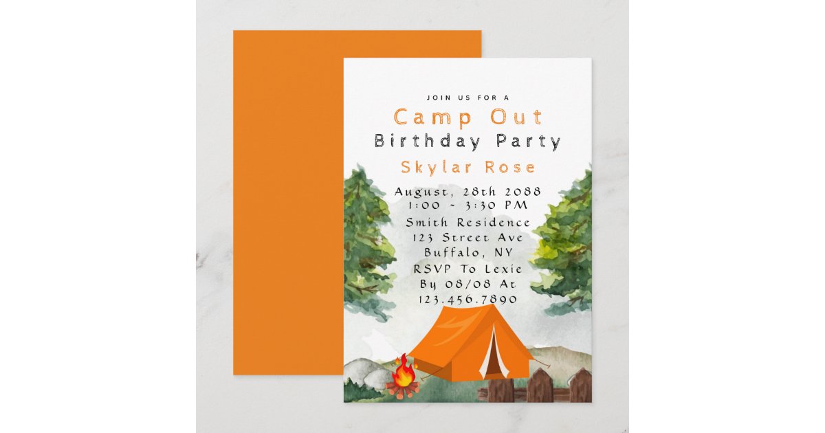 Camp Out Boy Birthday Party Invitation | Zazzle