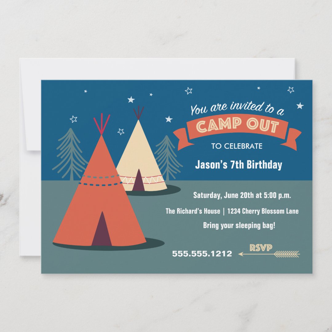 Camp Out Party Invitation | Zazzle