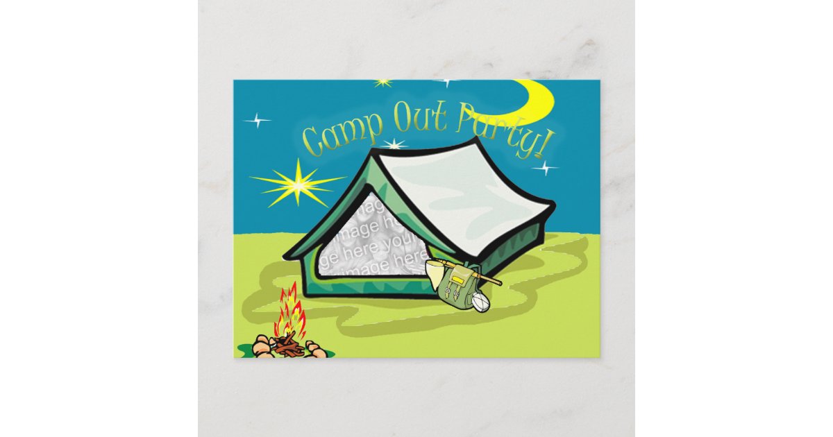 Camp Out Photo Party Card | Zazzle