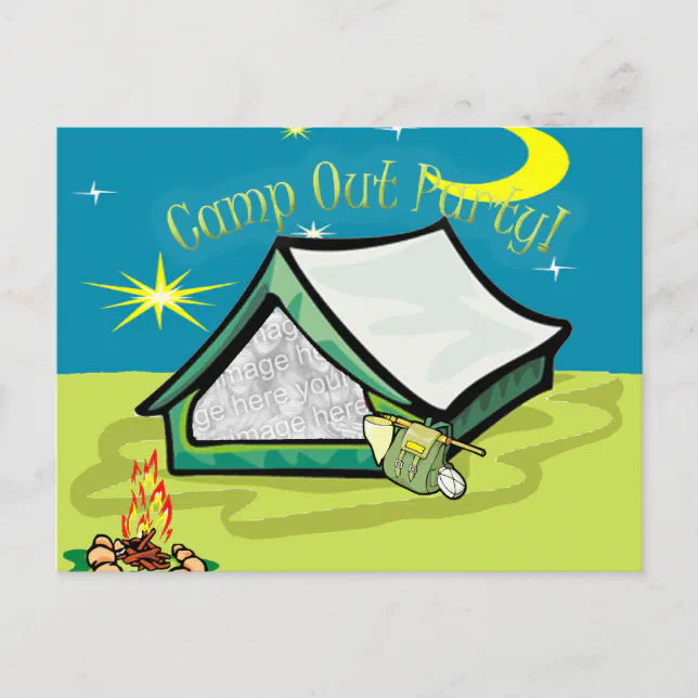 Camp Out Photo Party Card | Zazzle