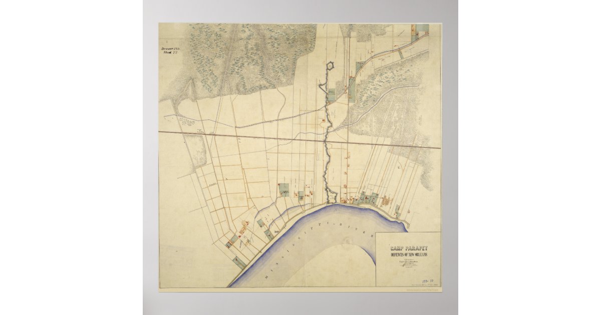 Camp Parapet Louisiana Map 1863-64 Poster | Zazzle