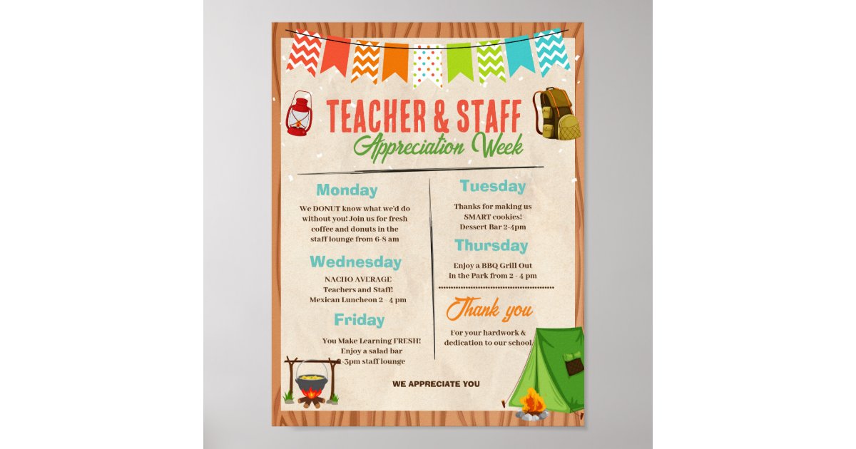 Camp Teacher and Staff Appreciation template Poster | Zazzle