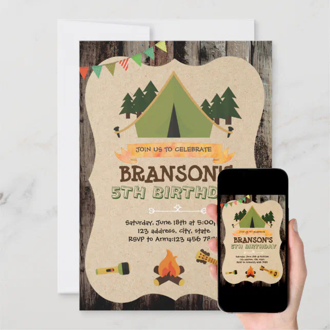 Camp word invitation | Zazzle