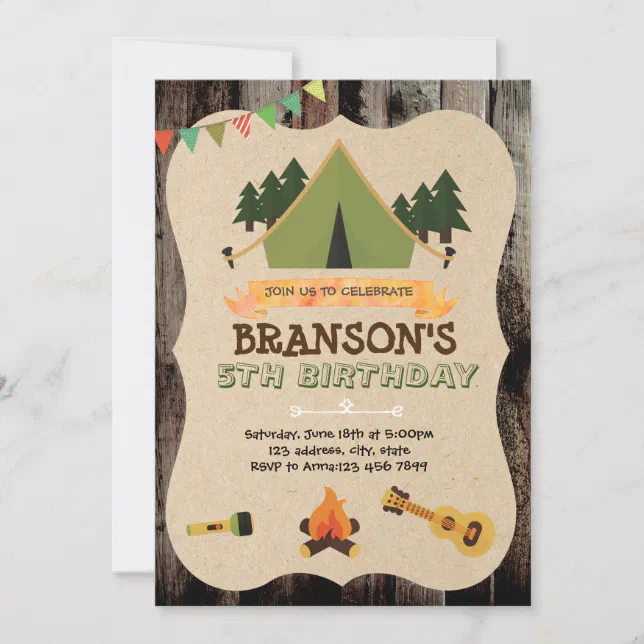 Camp word invitation | Zazzle