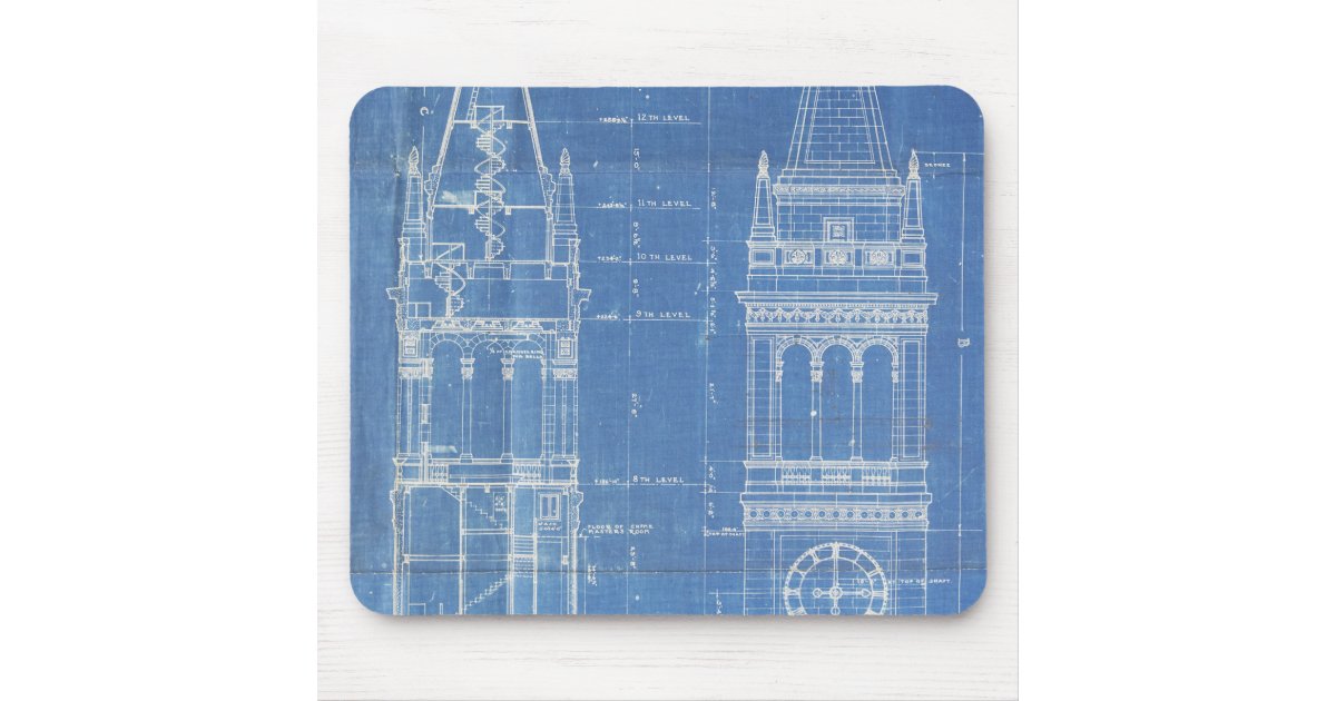 Campanile Blueprint Mouse Pad | Zazzle