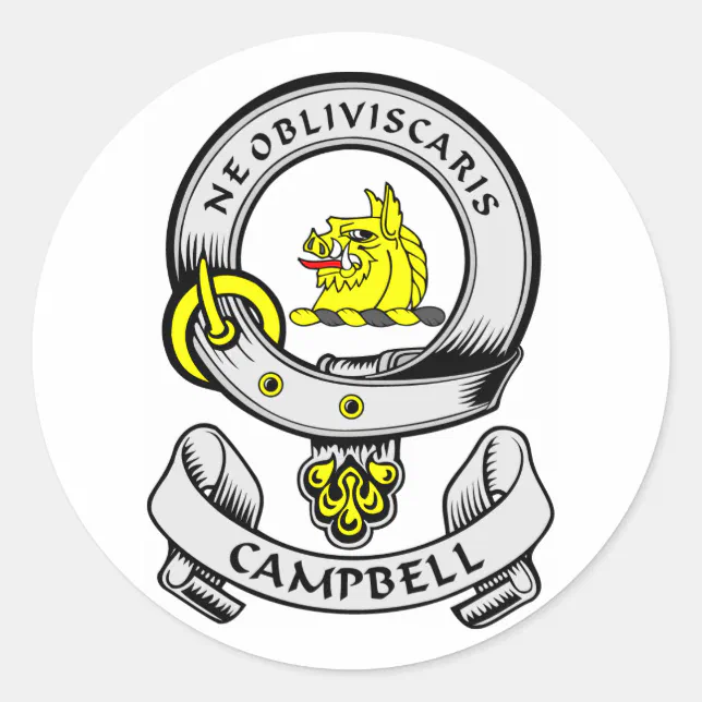 CAMPBELL Coat of Arms Classic Round Sticker | Zazzle