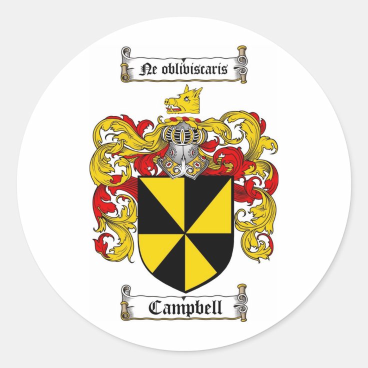 CAMPBELL FAMILY CREST - CAMPBELL COAT OF ARMS CLASSIC ROUND STICKER ... CAMPBELL FAMILY CREST - CAMPBELL COAT OF ARMS CLASSIC ROUND STICKER ...