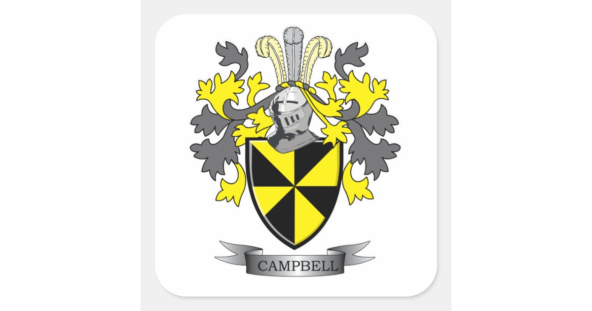 Campbell Family Crest Coat of Arms Square Sticker | Zazzle