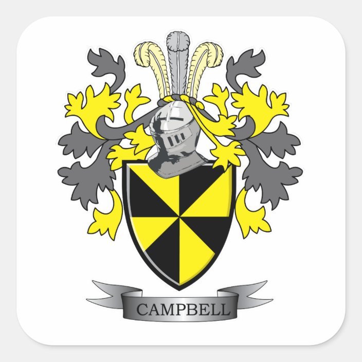 Campbell Family Crest Coat of Arms Square Sticker | Zazzle.com