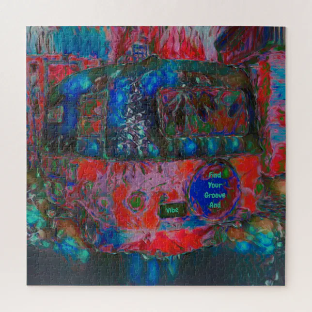 Camper Retro Hippie Find Your Groove And Vibe Jigsaw Puzzle | Zazzle