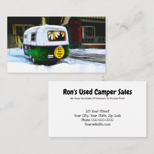 Camper Sales And Service Vintage Travel Trailer Business Card | Zazzle