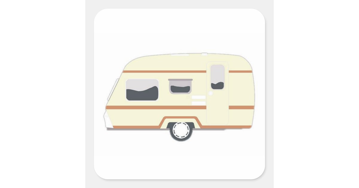 Camper Trailer Camping Van Square Sticker | Zazzle