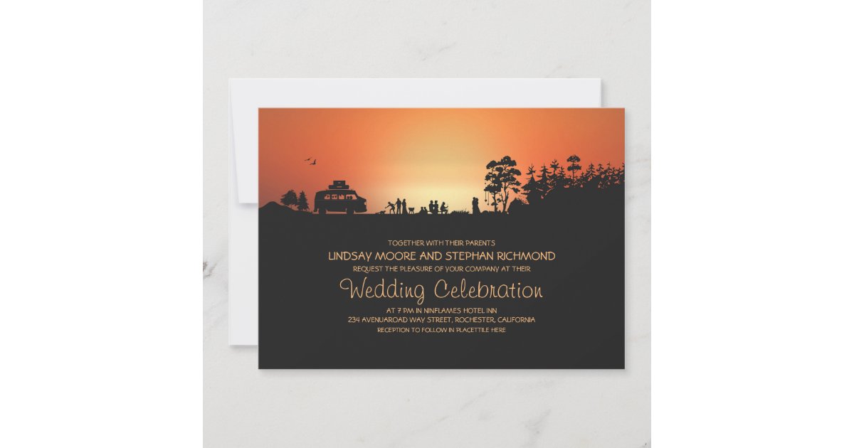 Camper van Camping Wedding Invitations | Zazzle