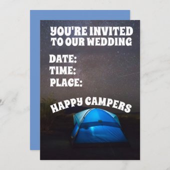 CAMPERS CAMPING COUPLE WEDDING CUSTOM INVITATIONS | Zazzle
