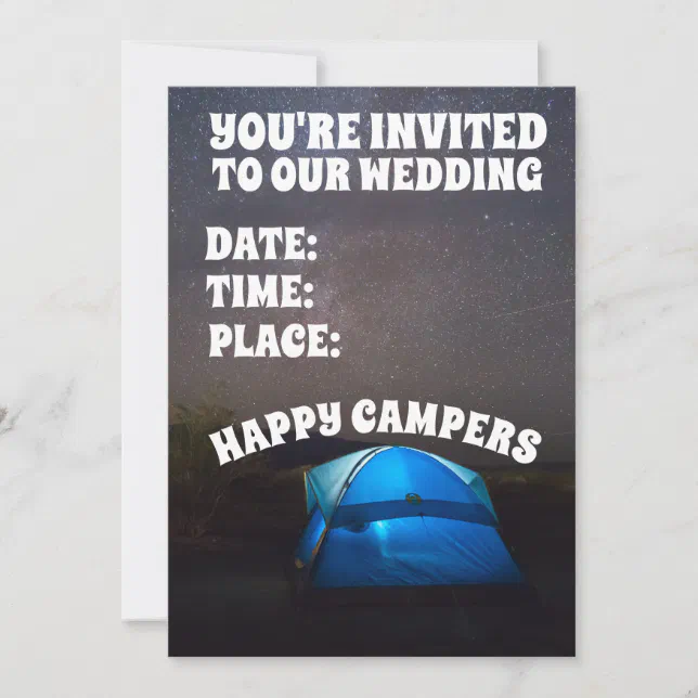 CAMPERS CAMPING COUPLE WEDDING CUSTOM INVITATIONS | Zazzle