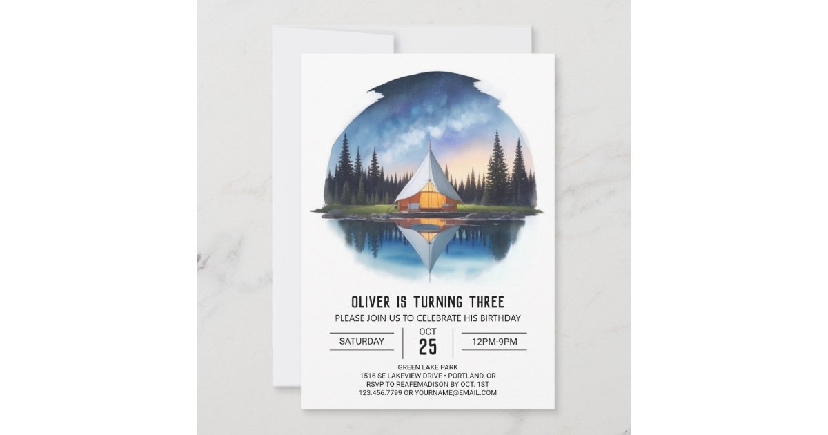 Camper's Nature Exploration Party Birthday Invitation | Zazzle