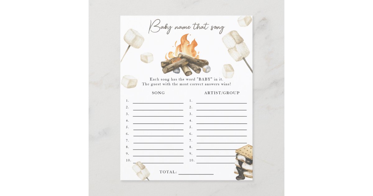 Campfire baby shower - Name that song game | Zazzle