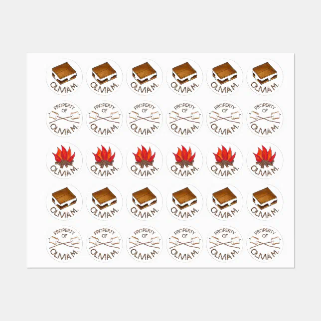 Campfire S'mores Toasted Marshmallow Summer Camp Kids' Labels | Zazzle