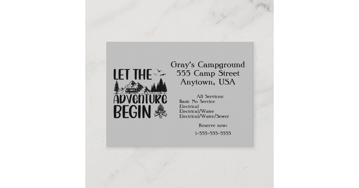 Campground Adventures Business Card | Zazzle
