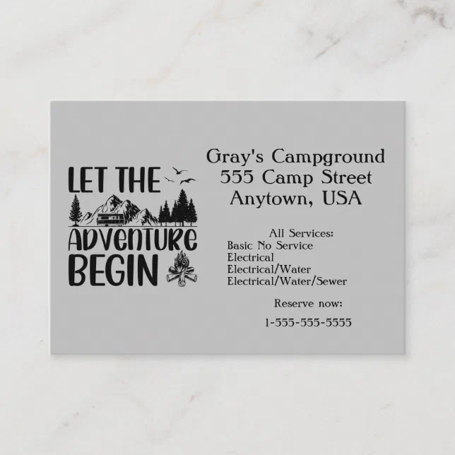Campground Adventures Business Card | Zazzle