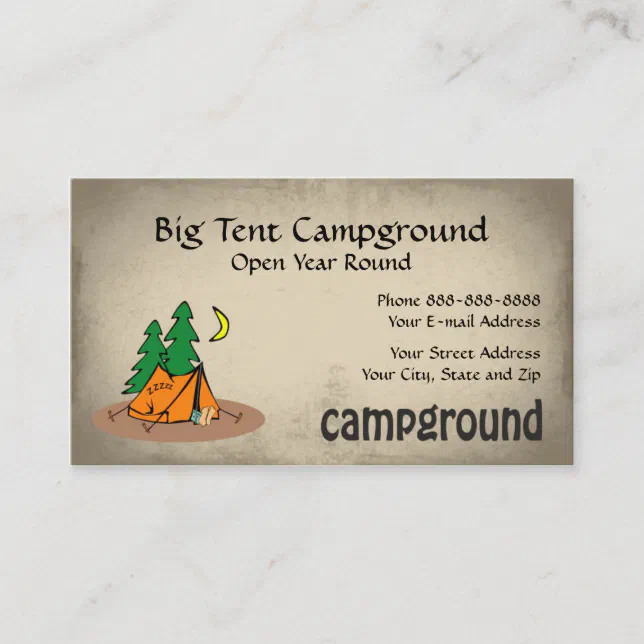 Campground Tent Outdoor Equipment Business Business Card | Zazzle