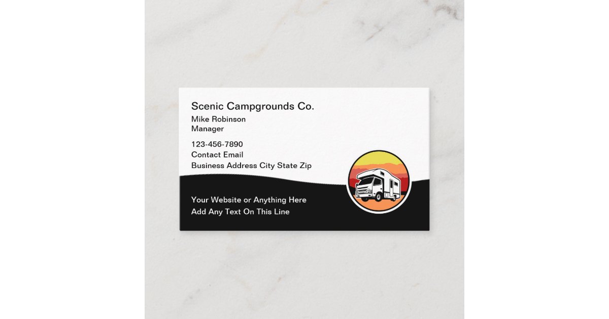 Campgrounds Mobile Home Park Business Card | Zazzle