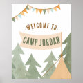 Camping Adventure Boy Birthday Party Welcome Sign | Zazzle