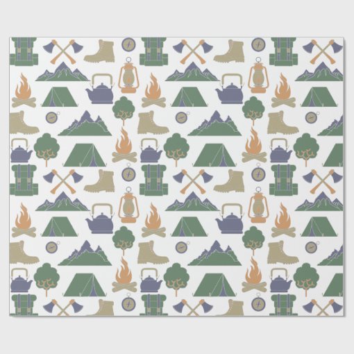 Camping and Outdoor Gear Campers Patterned Wrapping Paper | Zazzle
