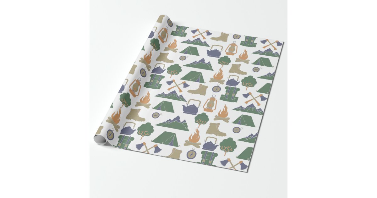 Camping and Outdoor Gear Campers Patterned Wrapping Paper | Zazzle