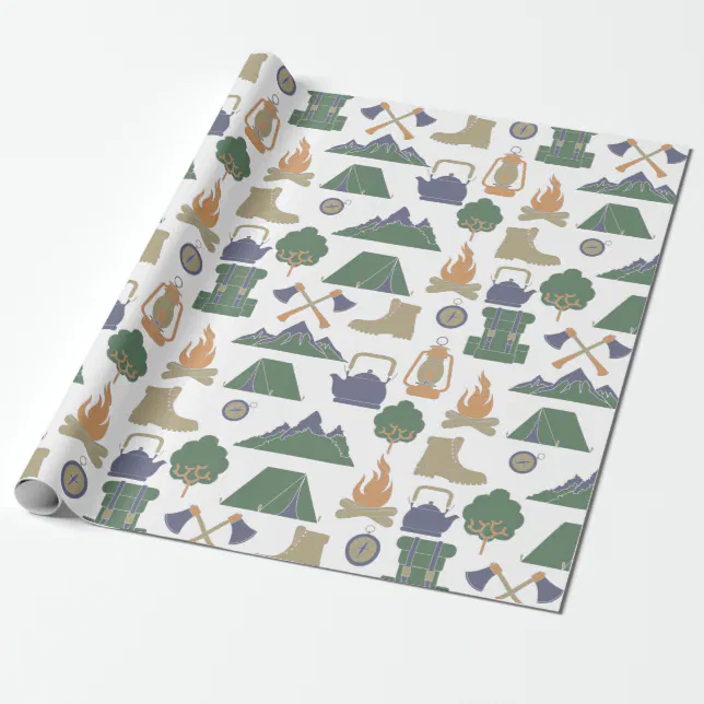 Camping and Outdoor Gear Campers Patterned Wrapping Paper | Zazzle