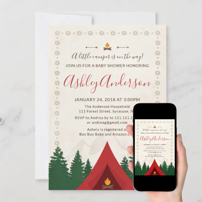 Camping Baby Shower Invitation | Zazzle