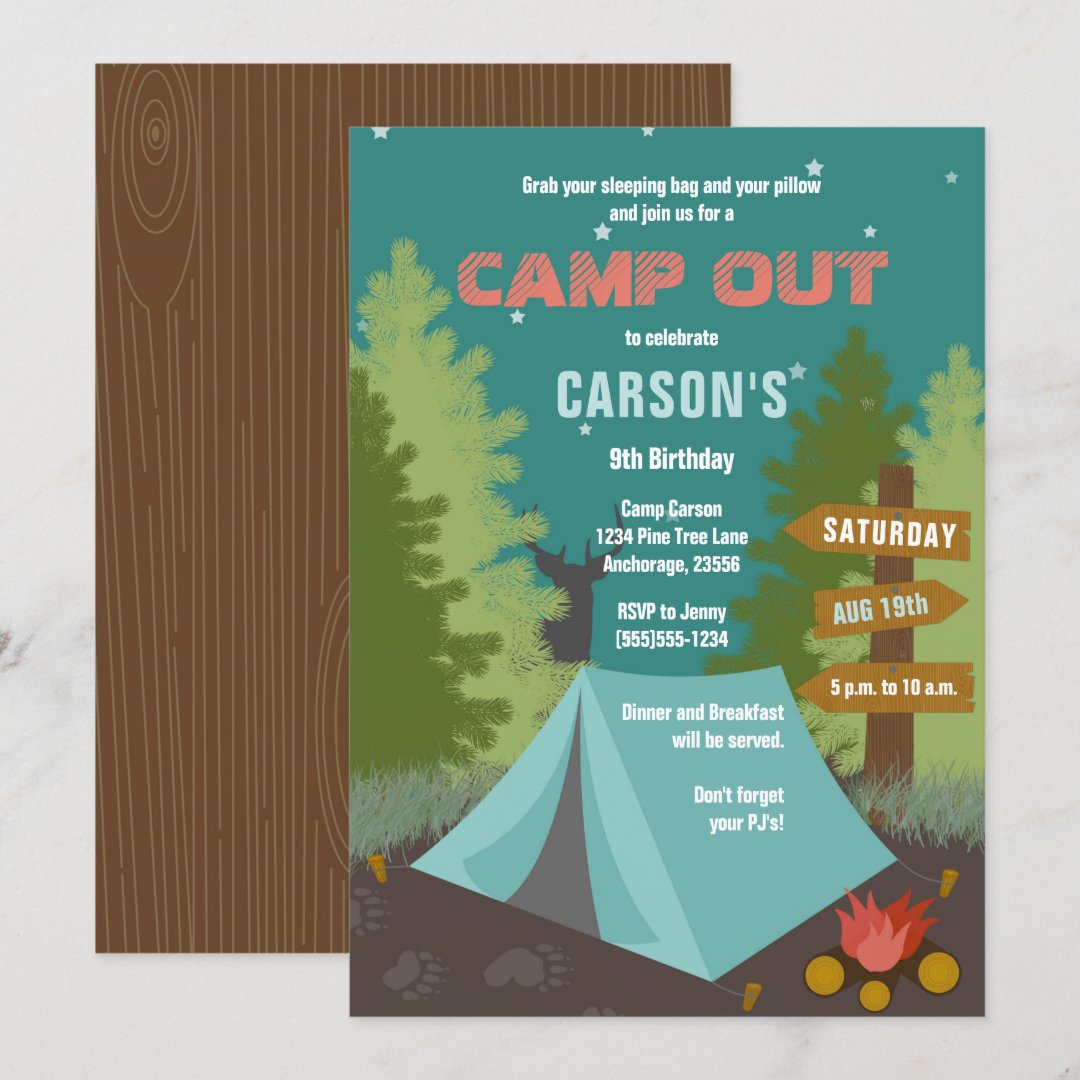 Camping Birthday Camp Out Invitation | Zazzle