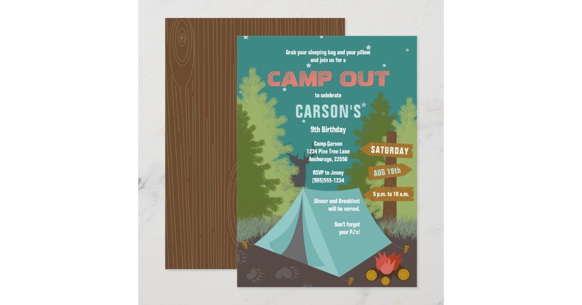 Camping Birthday Camp Out Invitation | Zazzle