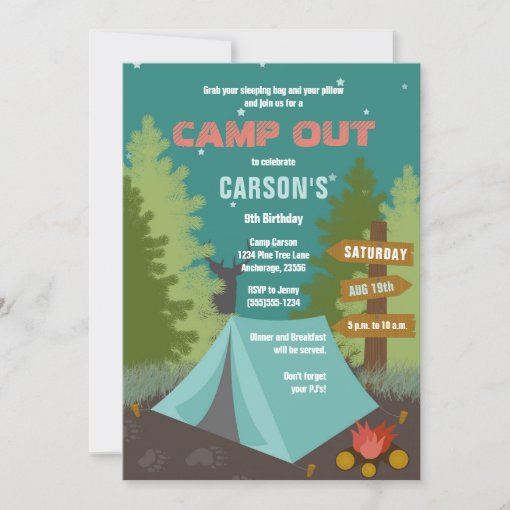 Camping Birthday Camp Out Invitation | Zazzle