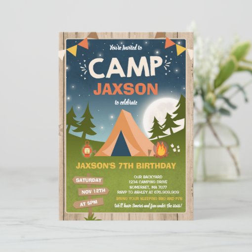 Camping Birthday Invitation Camp Out Party | Zazzle