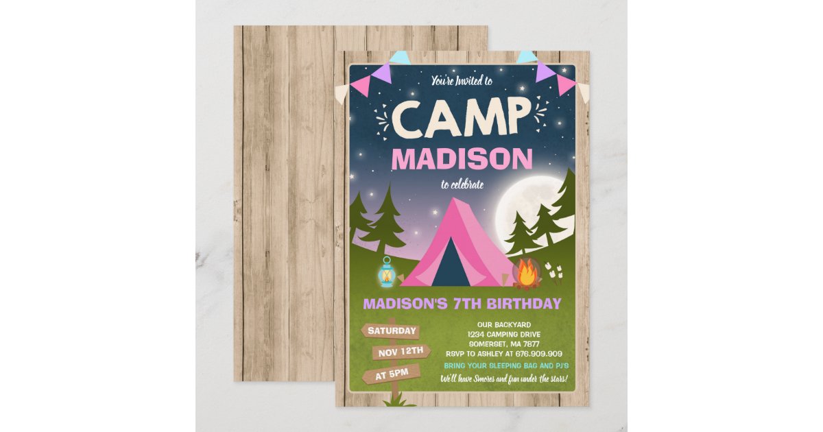 Camping Birthday Invitation Camp Out Party | Zazzle