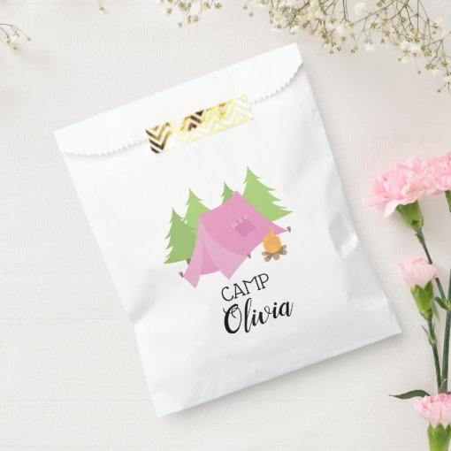 Camping birthday party favor bags Glamping | Zazzle