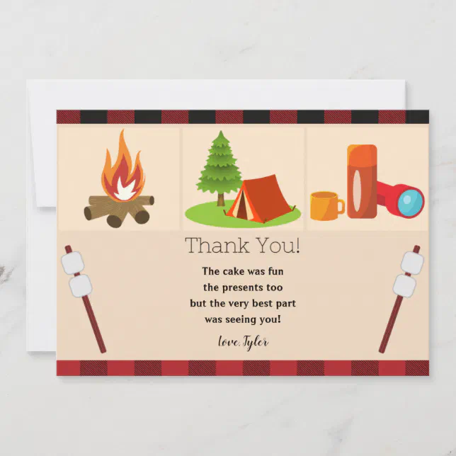Camping Birthday Thank You Card | Zazzle