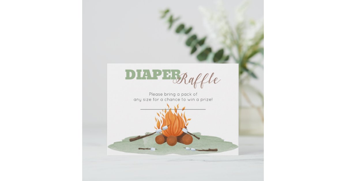 Camping Bonfire Baby Shower Diaper Raffle Card | Zazzle